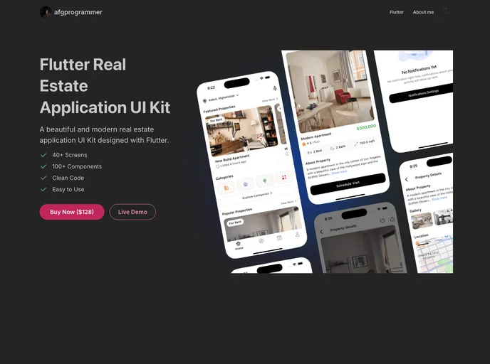 Flutter Real Estate UI Kit by Afgprogrammer - A undefined Template | Built At Lightspeed