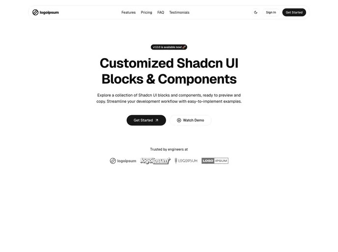 Pure Landing Shadcnui Template by Akash3444 - A undefined Template | Built At Lightspeed
