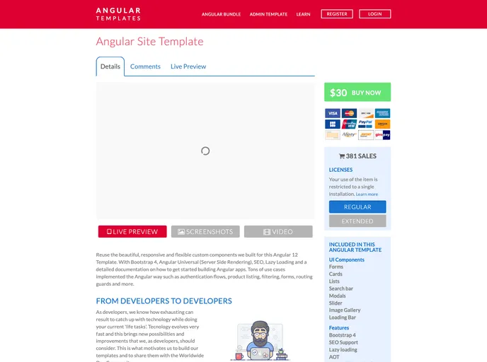Angular Site Template By Angulartemplates A Angular Template Built