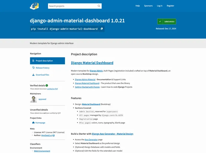 Django Admin Material Dashboard