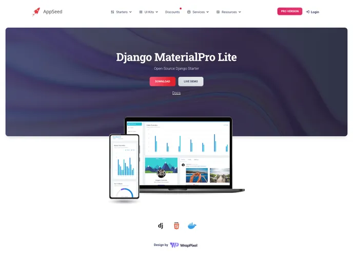 Django Materialpro Lite by App Generator - A Django Template | Built At ...
