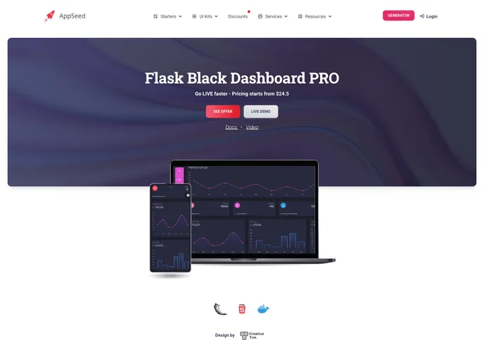 Flask Black Dashboard Pro by App Generator - A undefined Template | Built At Lightspeed