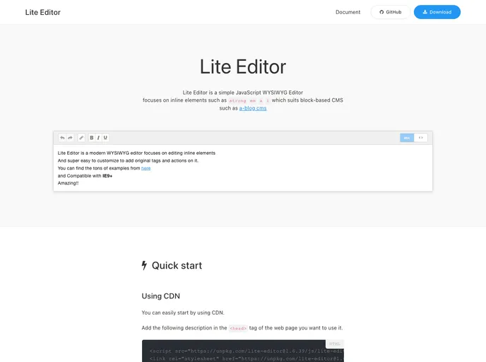 Lite Editor by Appleple - A undefined Template | Built At Lightspeed