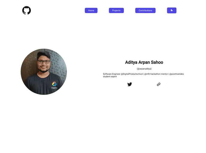 Github Portfolio by Arpanaditya - A React Template | Built At Lightspeed
