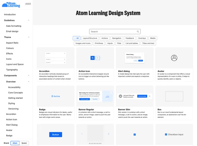 Components by Atom Learning - A React Template | Built At Lightspeed
