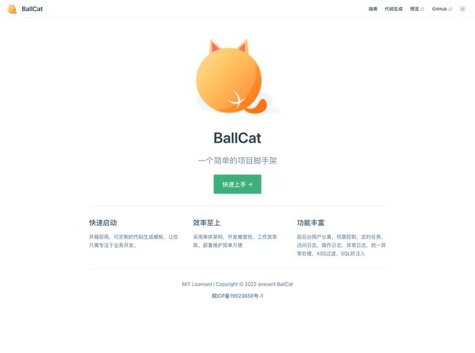 Ballcat by Ballcat Projects - A React Template | Built At Lightspeed