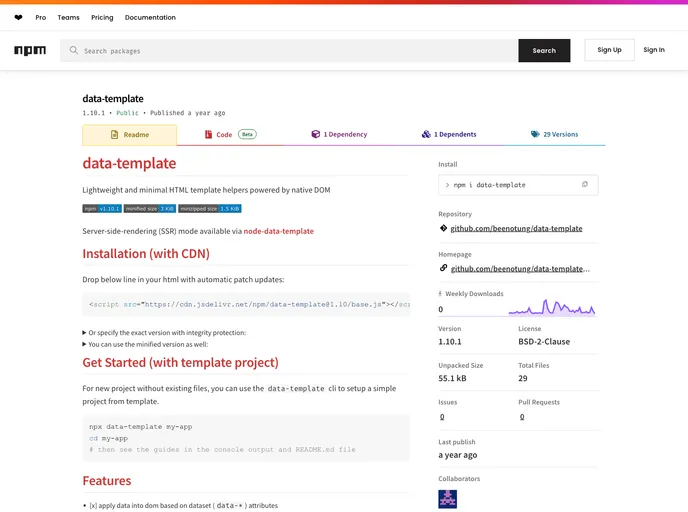 Data Template by Beenotung - A Html Template | Built At Lightspeed