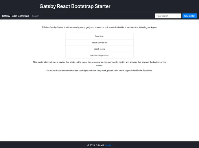 Gatsby React Bootstrap Starter by Billyjacoby - A Gatsby Template | Built At Lightspeed