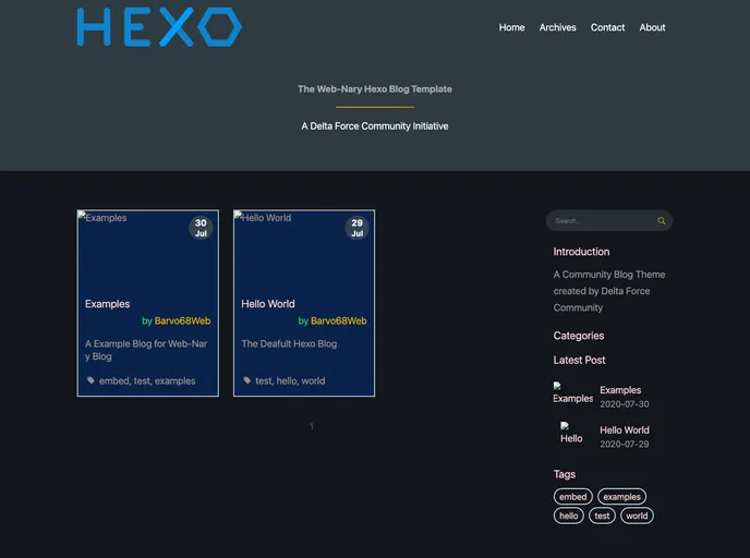 Hexo Webnary Theme by Bravo68web - A Hexo Template | Built At Lightspeed