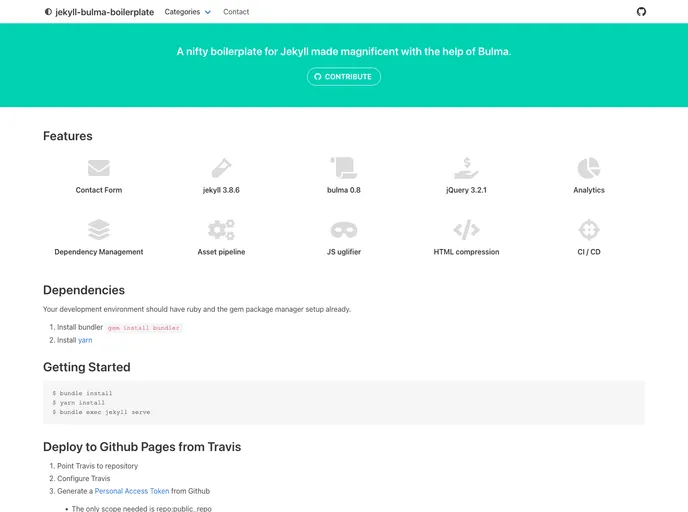 Jekyll Bulma Boilerplate by Burden - A Jekyll Template | Built At Lightspeed