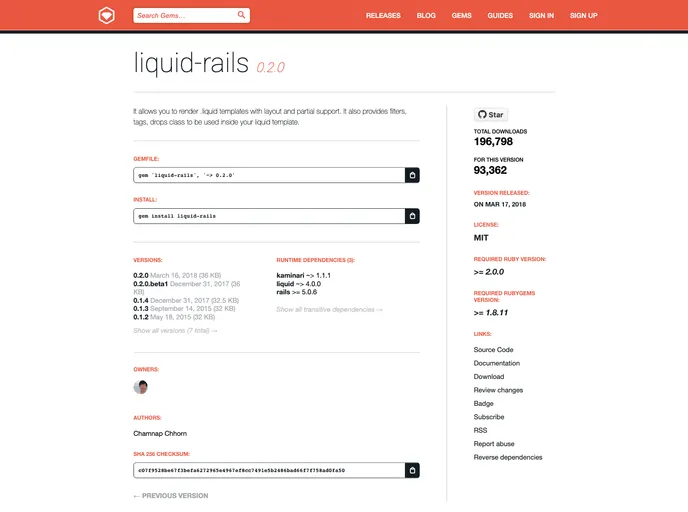 Liquid Rails by Chamnap - A Rails Template | Built At Lightspeed