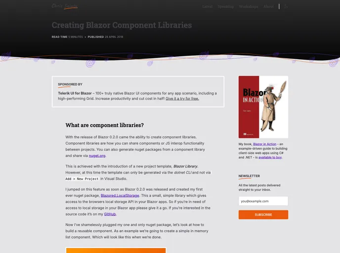 Blazor Component Libraries by Chrissainty - A undefined Template | Built At Lightspeed