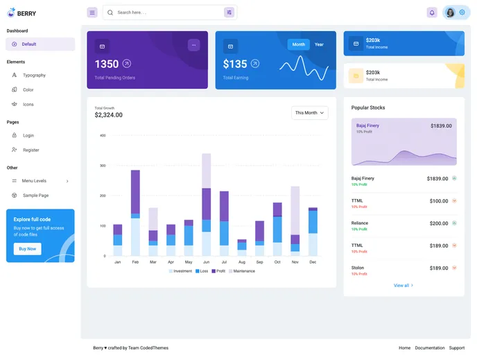 Berry Free Bootstrap Admin Template By Codedthemes A Undefined Template Built At Lightspeed