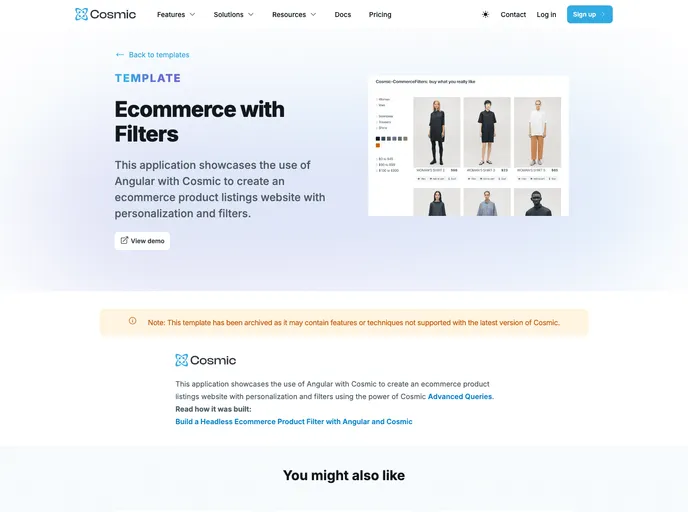 Cosmic Commerce Filters by Cosmicjs - A undefined Template | Built At Lightspeed