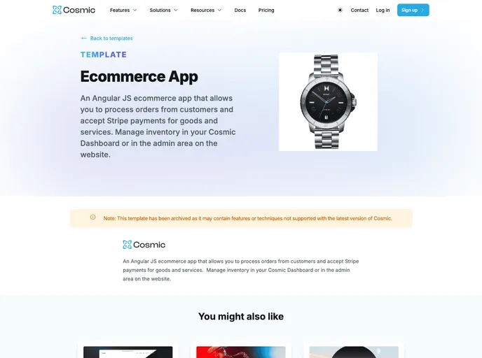 Ecommerce App by Cosmicjs - A undefined Template | Built At Lightspeed