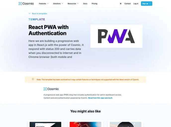React Pwa by Cosmicjs - A React Template | Built At Lightspeed React Pwa by Cosmicjs - A React Template | Built At Lightspeed