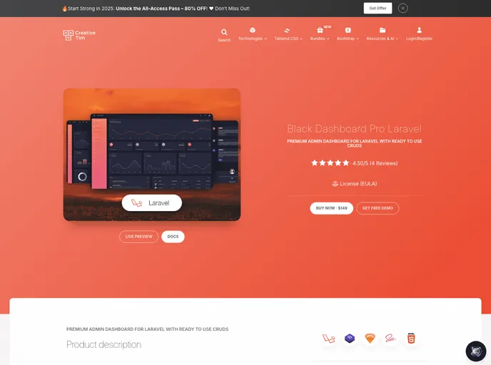 Ct Black Dashboard Pro Laravel by Creativetimofficial - A Laravel Template | Built At Lightspeed