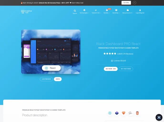 Ct Black Dashboard Pro React by Creativetimofficial - A React Template | Built At Lightspeed