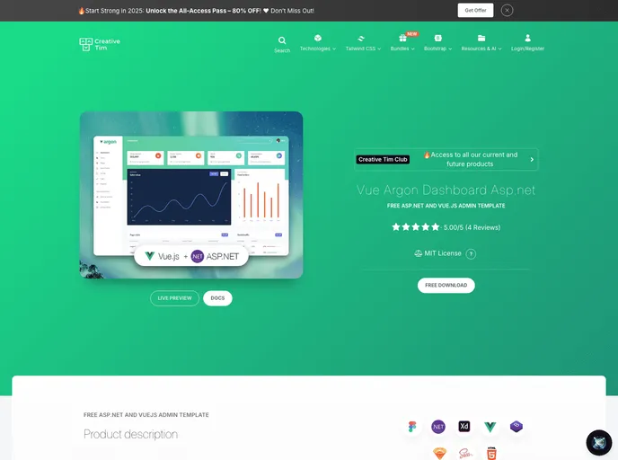 Vue Argon Dashboard Asp Net by Creativetimofficial - A Vue Template | Built At Lightspeed