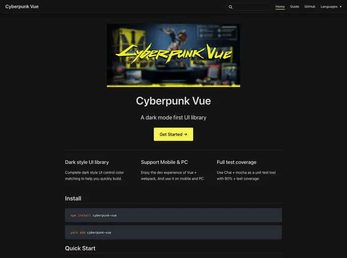 Cyberpunk Vue by Cyberpunk Ui - A Vue Template | Built At Lightspeed