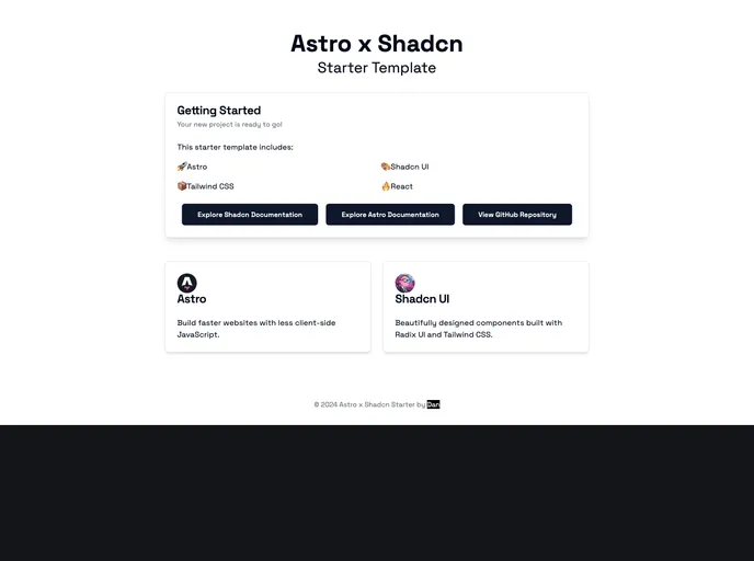 Astro Shadcn Starter by Dansholds - A undefined Template | Built At Lightspeed