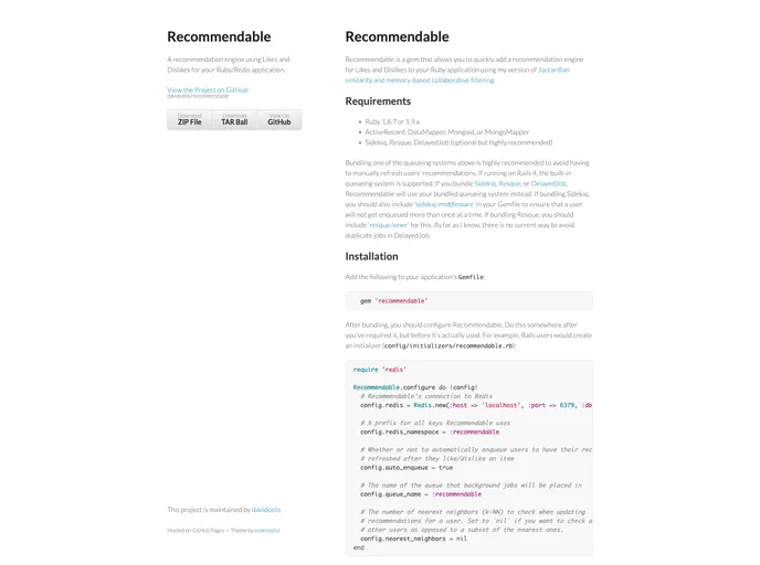 Recommendable by Davidcelis - A undefined Template | Built At Lightspeed