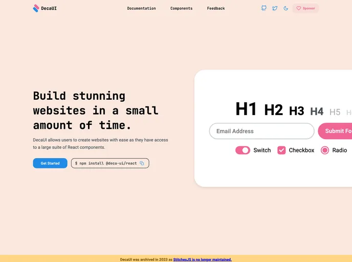 Deca UI by Deca Org - A React Template | Built At Lightspeed