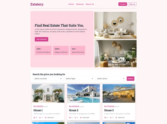 Real Estate Website by Devvanu - A React Template | Built At Lightspeed
