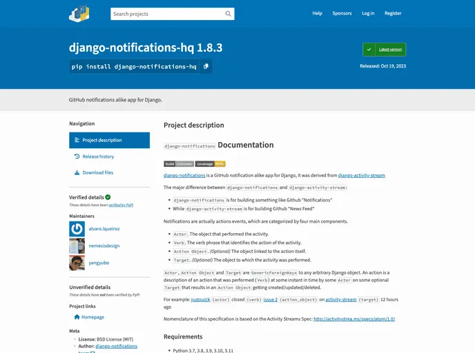 Django Notifications by Django Notifications - A Django Template | Built At Lightspeed