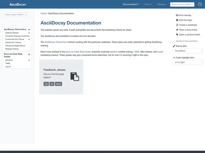 Asciidocsy Jekyll Theme by Docops - A Jekyll Template | Built At Lightspeed
