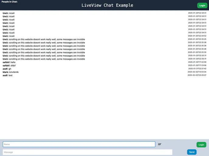 Phoenix Liveview Chat Example by Dwyl - A undefined Template | Built At Lightspeed