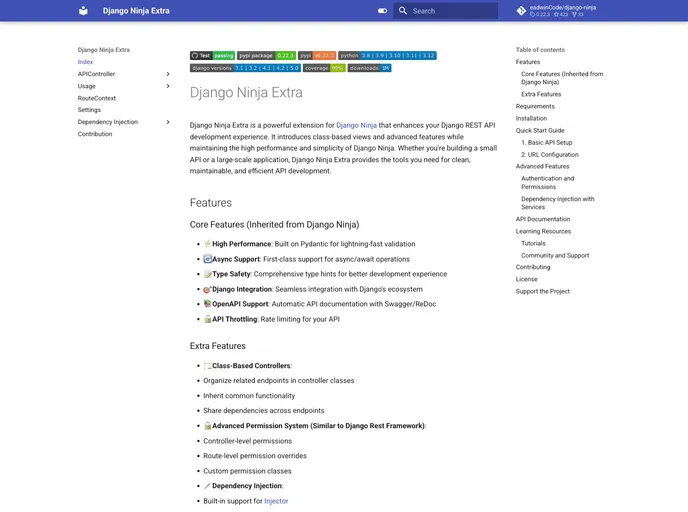 Django Ninja Extra by Eadwincode - A Django Template | Built At Lightspeed