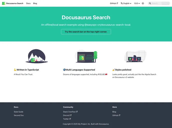 Docusaurus Search Local by Easyops Cn - A Docusaurus Template | Built At Lightspeed