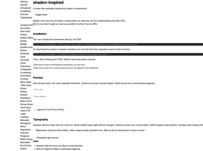 Shadcn Classless by Fordus - A undefined Template | Built At Lightspeed