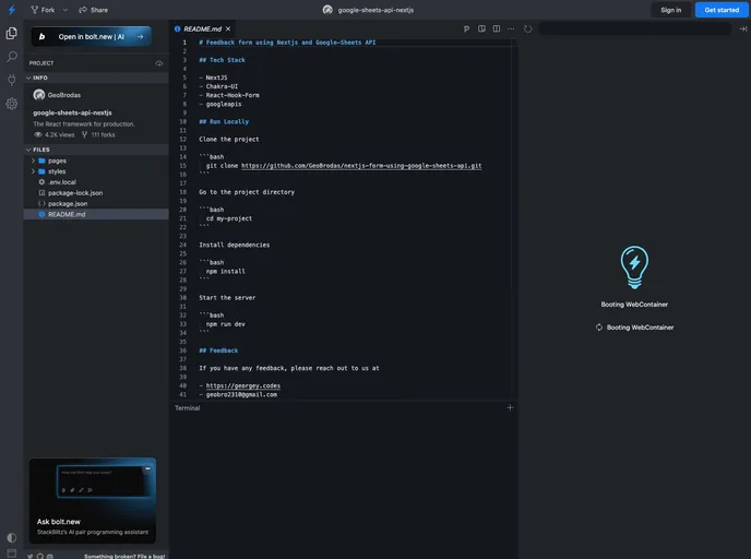 Nextjs Form Using Google Sheets Api by Geobrodas - A Nextjs Template ... Nextjs Form Using Google Sheets Api by Geobrodas - A Nextjs Template ...