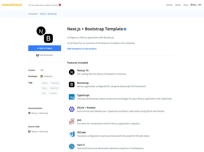 Nextjs Bootstrap Boilerplate by Goldstack - A Nextjs Template | Built At Lightspeed