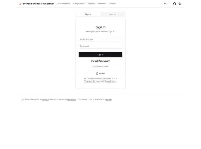 Sveltekit Shadcn Auth Starter By Gribard A Svelte Template Built At