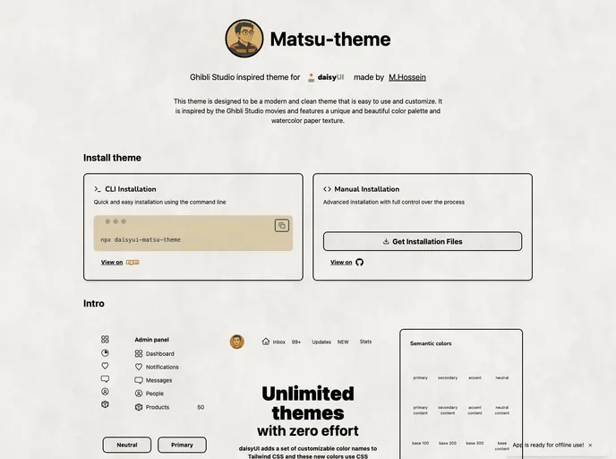 Daisyui Matsu Theme by Hmarzban - A undefined Template | Built At ...