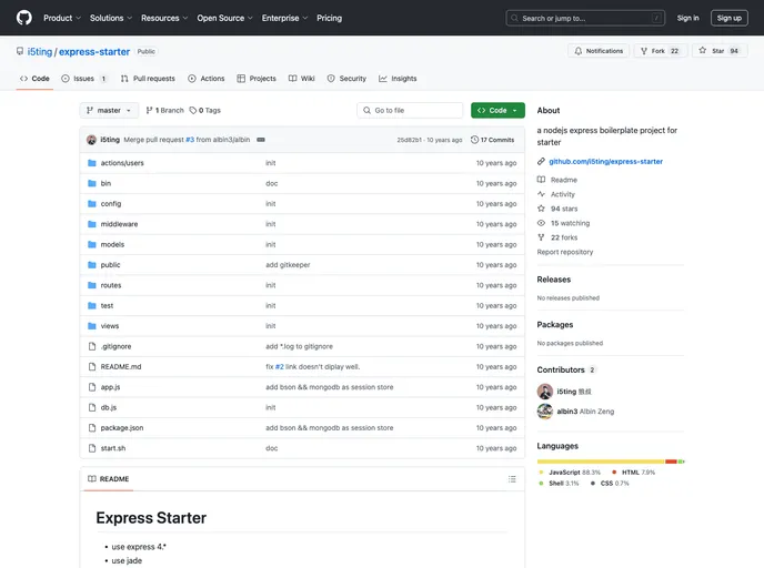 Express Starter by I5ting - A Express Template | Built At Lightspeed