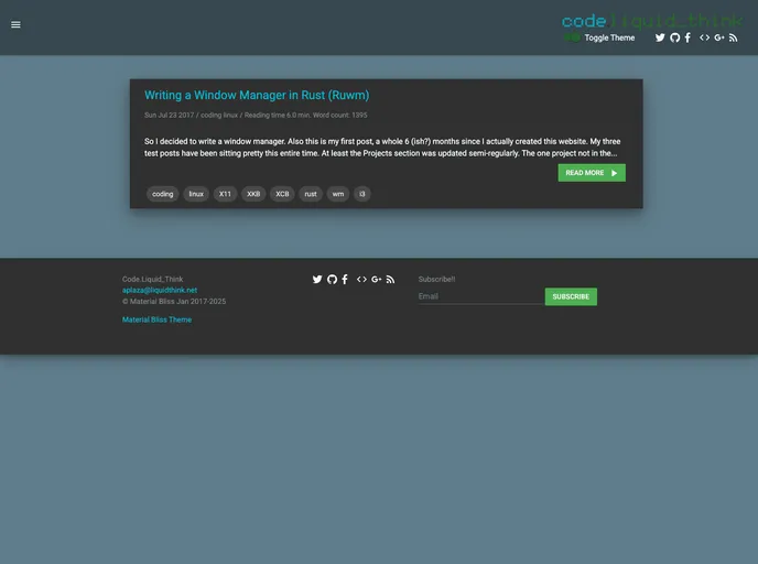Material Bliss Jekyll Theme by Insipx - A Jekyll Template | Built At Lightspeed