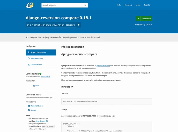 Django Reversion Compare by Jedie - A Django Template | Built At Lightspeed