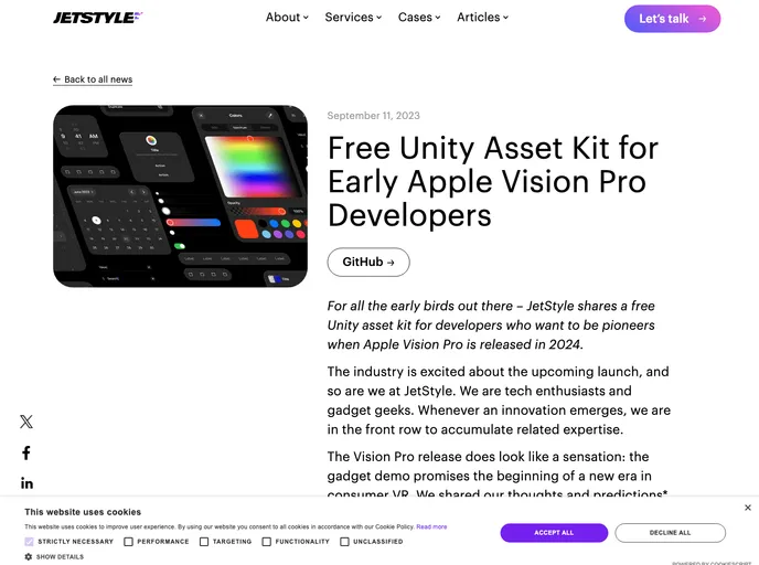 Apple Vision Pro UI Kit Demo by Jetstyle - A undefined Template | Built At Lightspeed