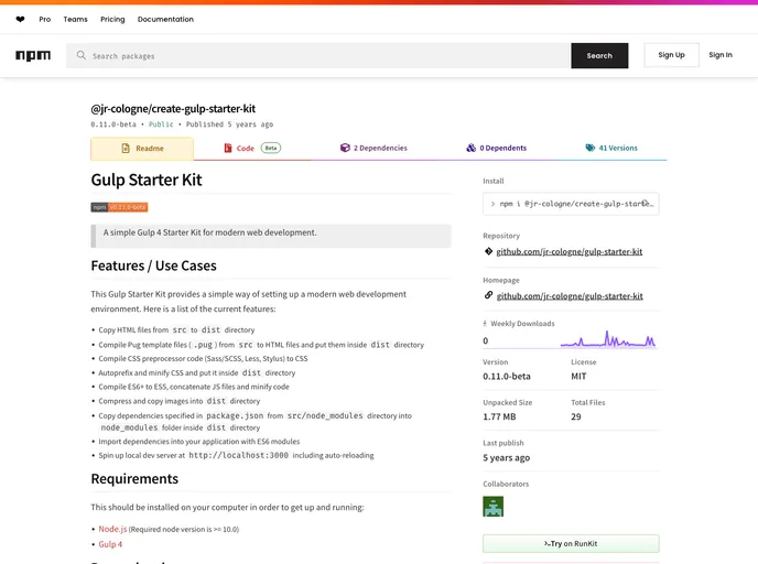 Gulp Starter Kit by Jr Cologne - A undefined Template | Built At Lightspeed