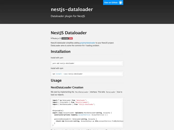 Nestjs Dataloader By Krislefeber A Nestjs Template Built At Lightspeed