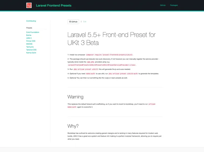 Uikit3 By Laravel Frontend Presets A Laravel Template Built At Lightspeed