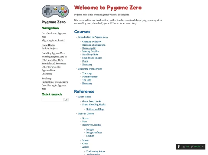 Pgzero by Lordmauve - A undefined Template | Built At Lightspeed