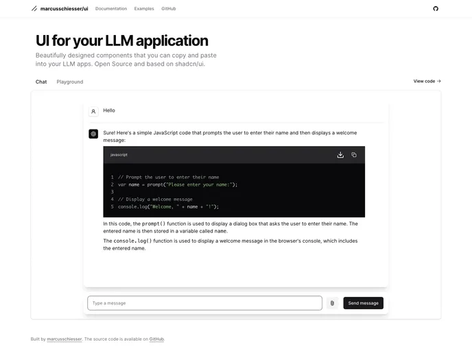 UI by Marcusschiesser - A React Template | Built At Lightspeed