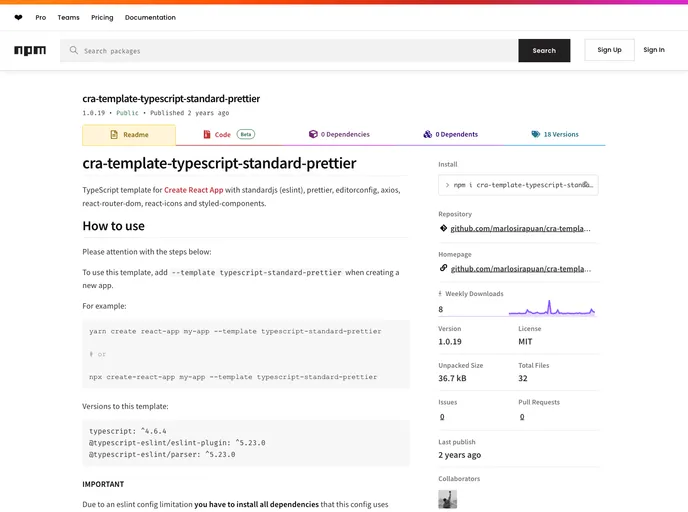 Cra Template Typescript Standard Prettier by Marlosirapuan - A Create React App Template | Built ...