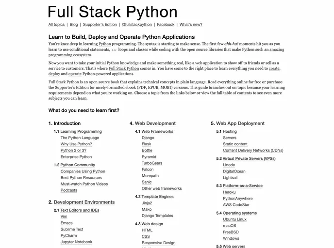 Fullstackpython.com by Mattmakai - A undefined Template | Built At Lightspeed