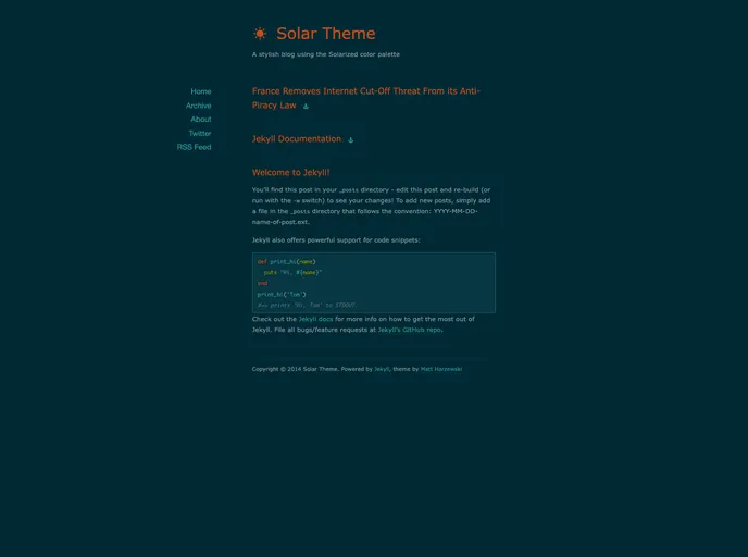 Solar Theme Jekyll by Mattvh - A undefined Template | Built At Lightspeed